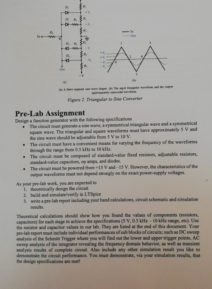 Figure 2. ﻿Triangular to Sine Converter Pre-Lab | Chegg.com