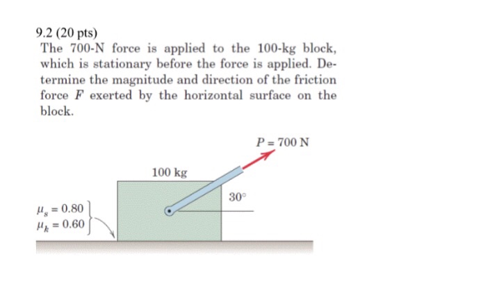 Solved 9.2 (20 pts) The 700-N force is applied to the 100-kg | Chegg.com Solved 9.2 (20 pts) The 700-N force is applied to the 100-kg | Chegg.com