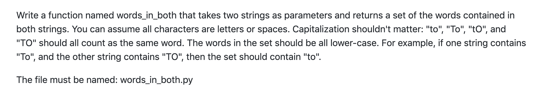 Solved Write A Function Named Words In Both That Takes Two