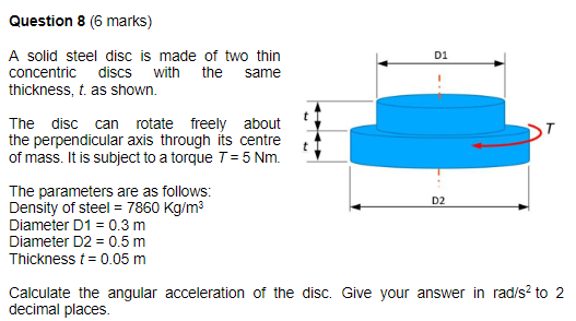 Solved A solid steel disc is made of two thin concentric | Chegg.com