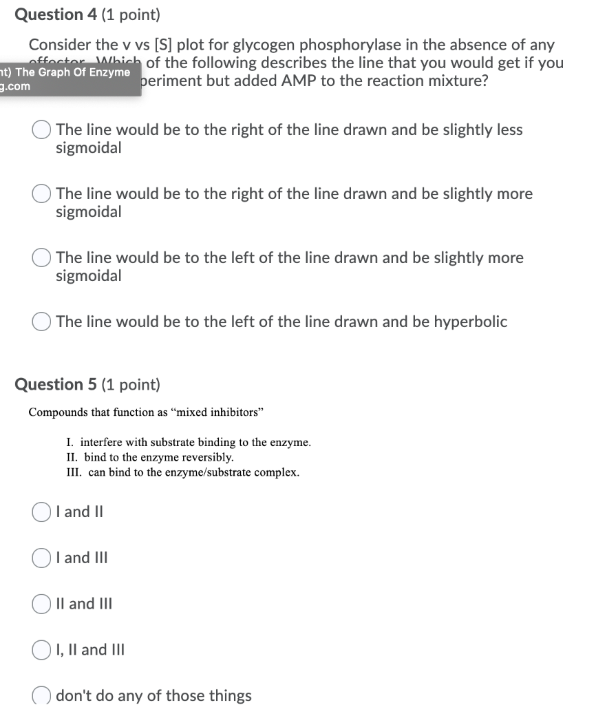 Question 4 (1 point) Consider the v vs [S] plot for | Chegg.com