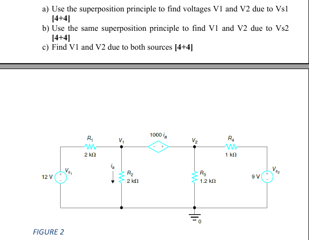 Solved a) Use the superposition principle to find voltages | Chegg.com