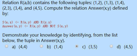 Solved Relation R(a,b) contains the following tuples: (1,2), | Chegg.com