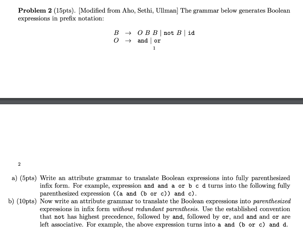 Problem 2 (15pts). [Modified from Aho, Sethi, Ullman] | Chegg.com