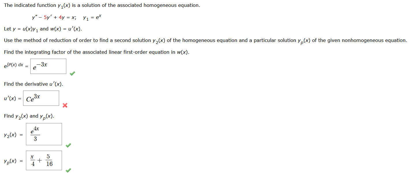 Solved The indicated function y1(x) is a solution of the | Chegg.com
