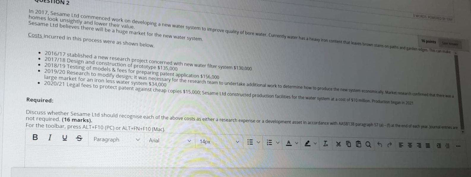 Solved 2 16 points In 2017. Sesame Ltd commenced work on | Chegg.com