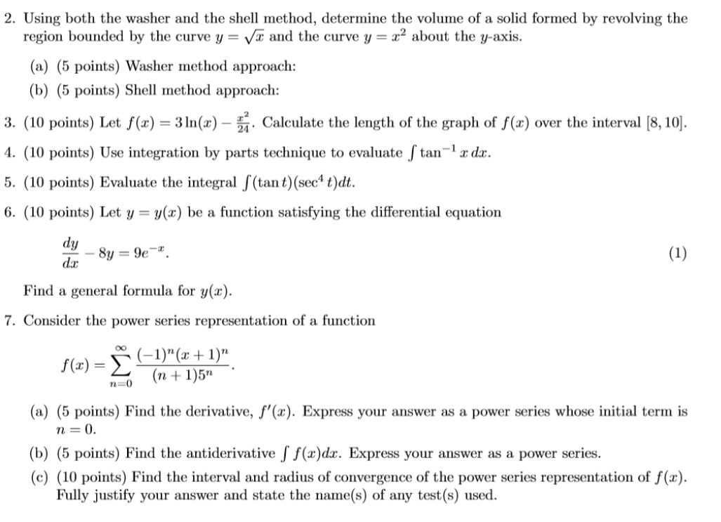 Solved 2. Using both the washer and the shell method, | Chegg.com