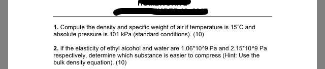 Solved Compute the density and specific weight of air if | Chegg.com