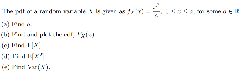 Solved The pdf of a random variable x ﻿is given as | Chegg.com