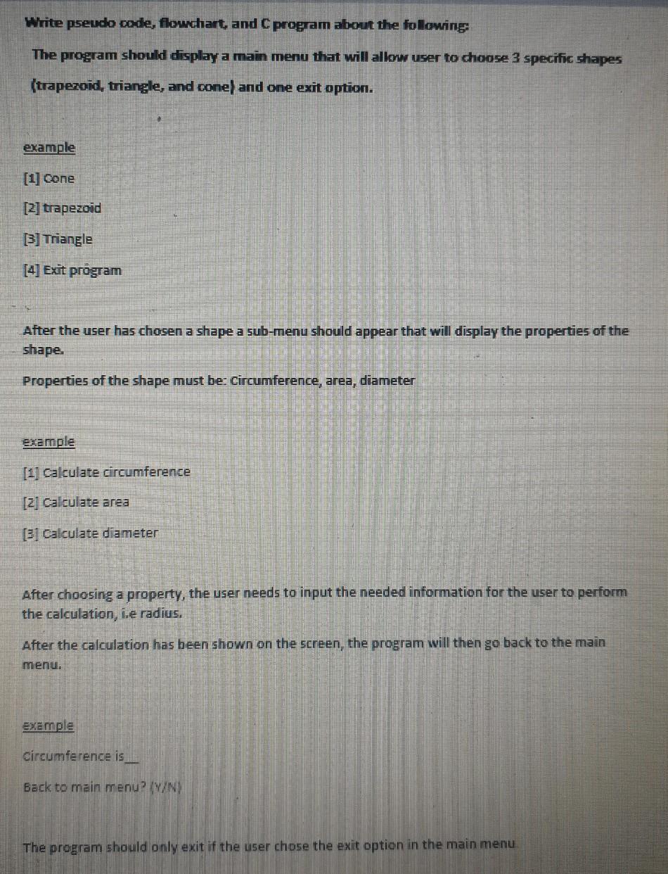 Solved Guys, I need a Flow chart and a pseudo code for | Chegg.com