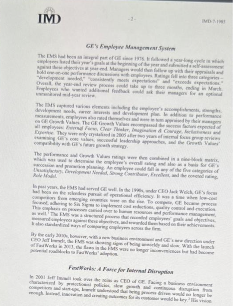 Solved PERFORMANCE DEVELOPMENT AT GE: SHAPING A | Chegg.com