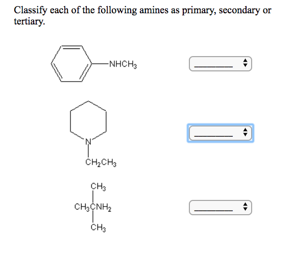 Solved Classify each of the following amines as (1) primary, | Chegg.com
