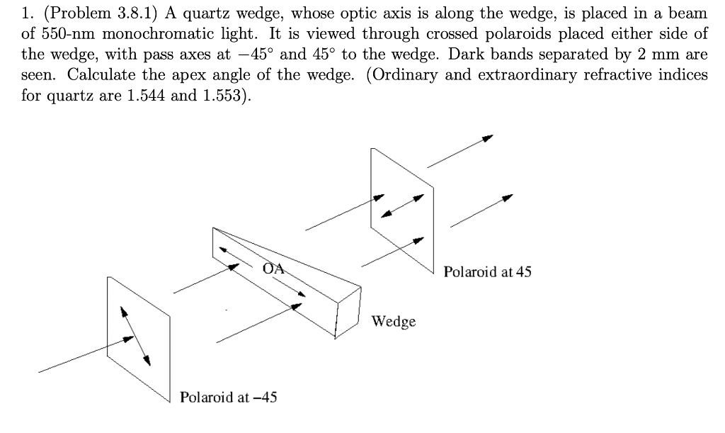 Solved 1. (Problem 3.8.1) A quartz wedge, whose optic axis | Chegg.com
