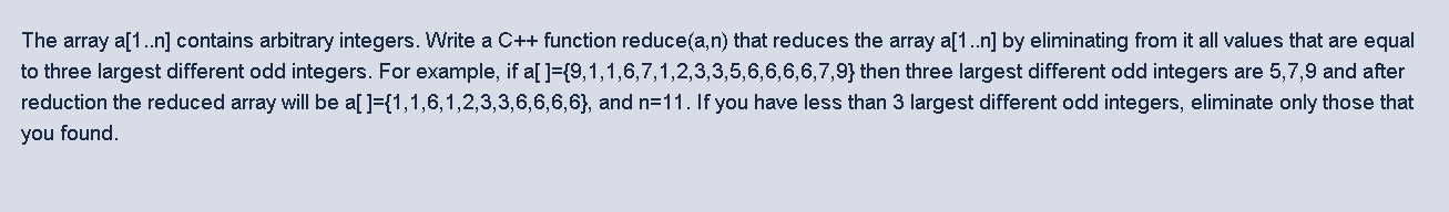 The array a[1..n] contains arbitrary integers. Write | Chegg.com