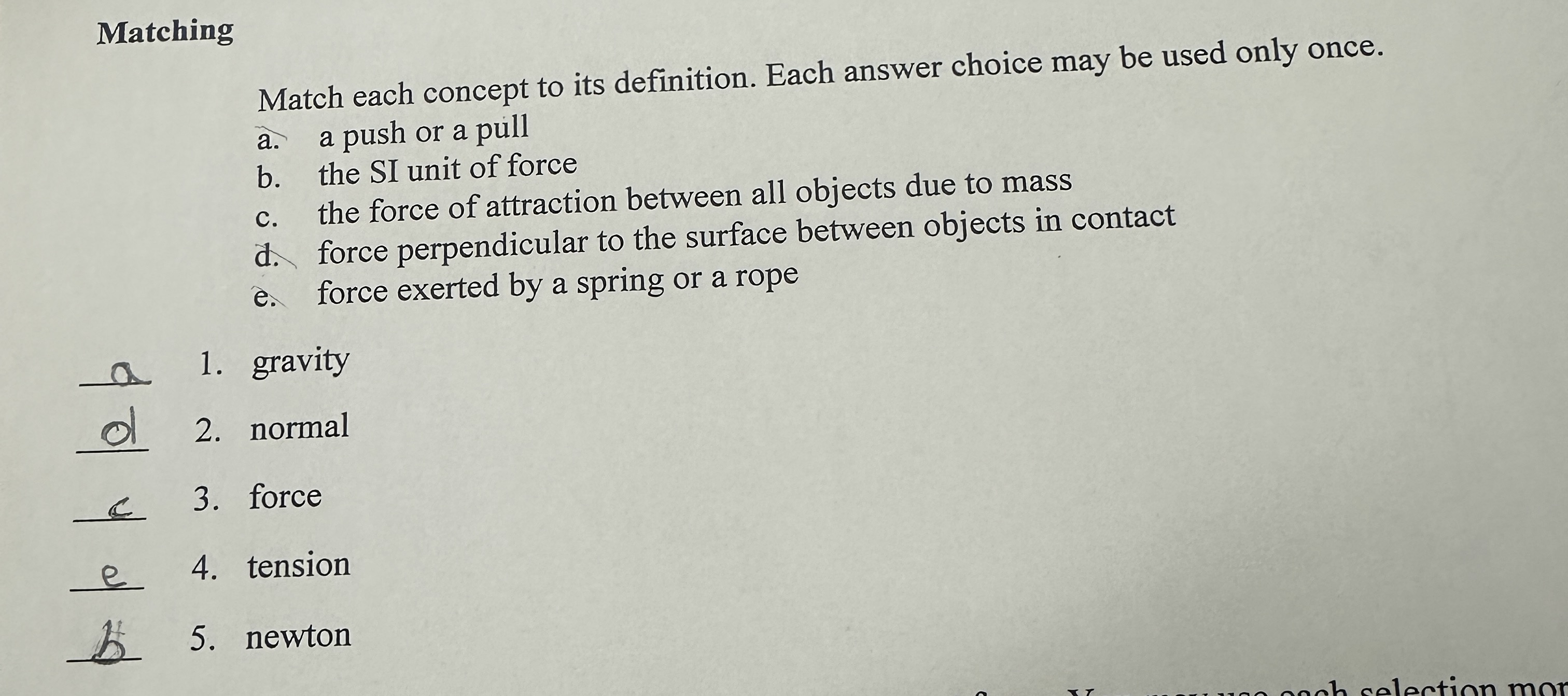 Solved MatchingMatch each concept to its definition. Each | Chegg.com