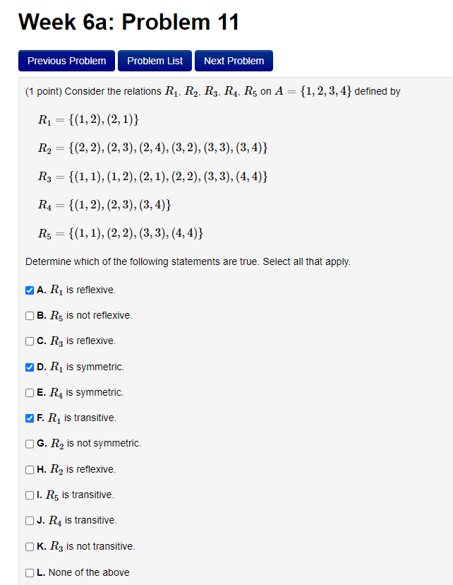 Solved (1 point) Consider the relations R1,R2,R3,R4,R5 on | Chegg.com