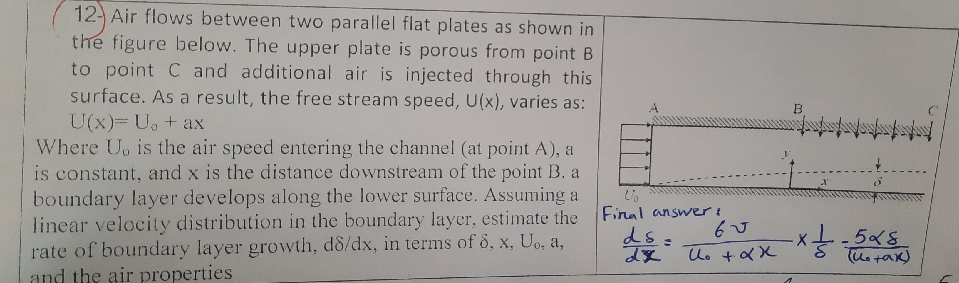 (12-) Air flows between two parallel flat plates as | Chegg.com