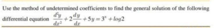 Solved Use the method of undetermined coefficients to find | Chegg.com