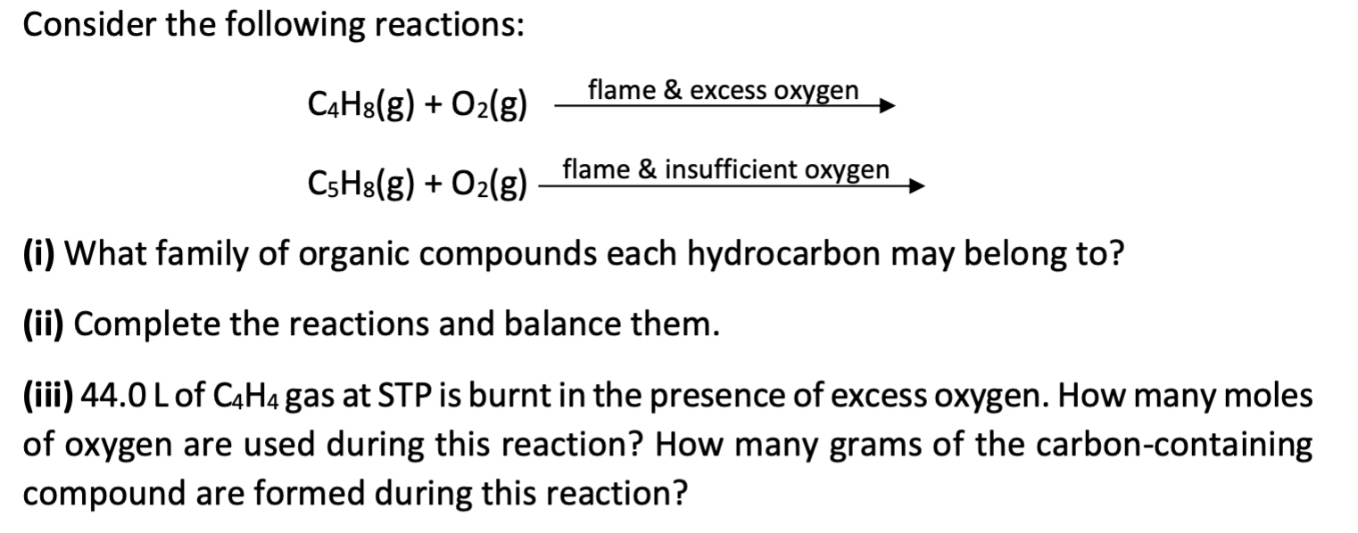 Solved Consider the following reactions: C4H8( g)+O2( g) | Chegg.com