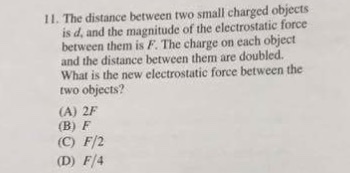 Solved The distance between two small charged objects is d, | Chegg.com