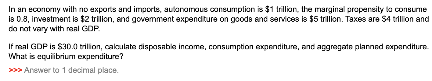 Solved In an economy with no exports and imports, autonomous | Chegg.com