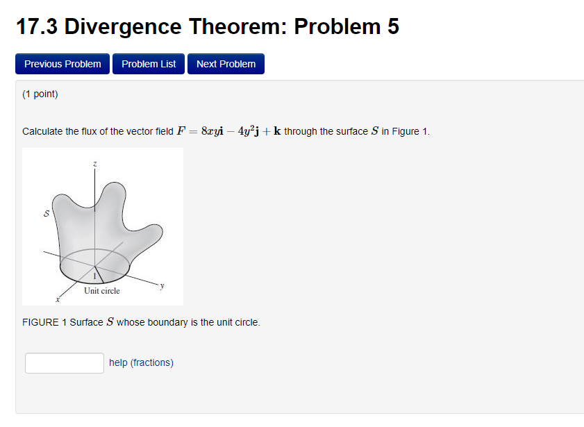 Solved 17.3 Divergence Theorem: Problem 5 Previous Problem | Chegg.com
