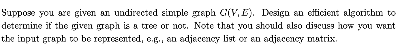 Suppose you are given an undirected simple graph | Chegg.com