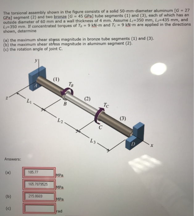 Solved The torsional assembly shown in the figure consists | Chegg.com