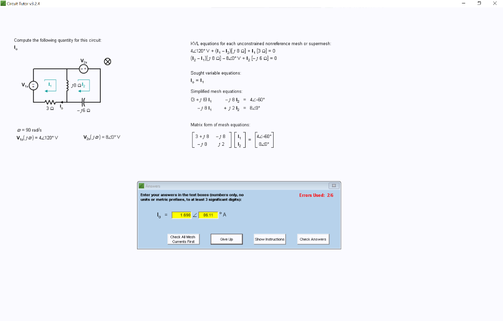 Solved Circuit Tutor V3.2.4 Compute the following quantity | Chegg.com