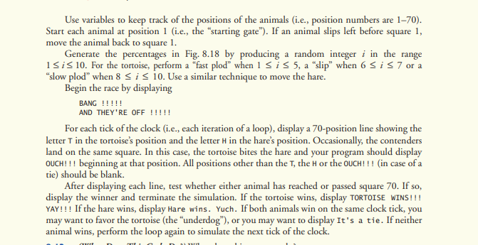 Solved 8.12 (Simulation: The Tortoise and the Hare) In this | Chegg.com