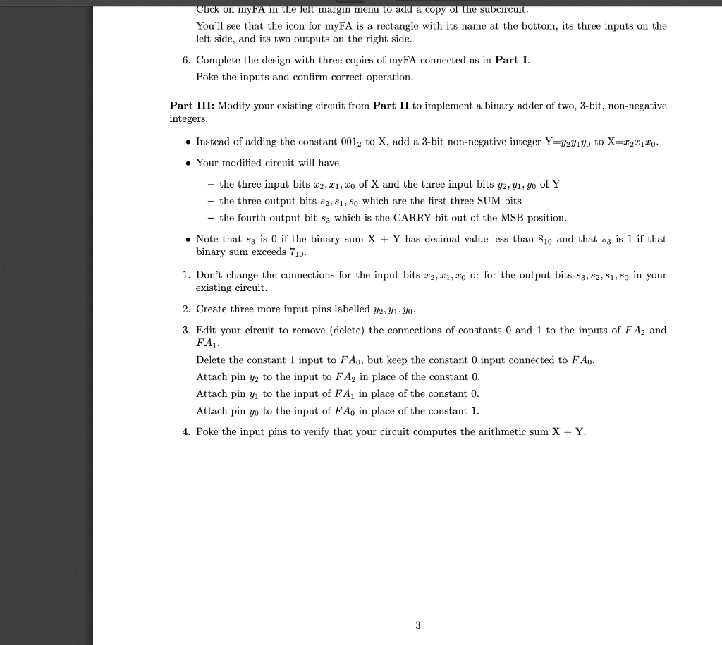 Solved Parts I and II of the assignment are a circuit to | Chegg.com