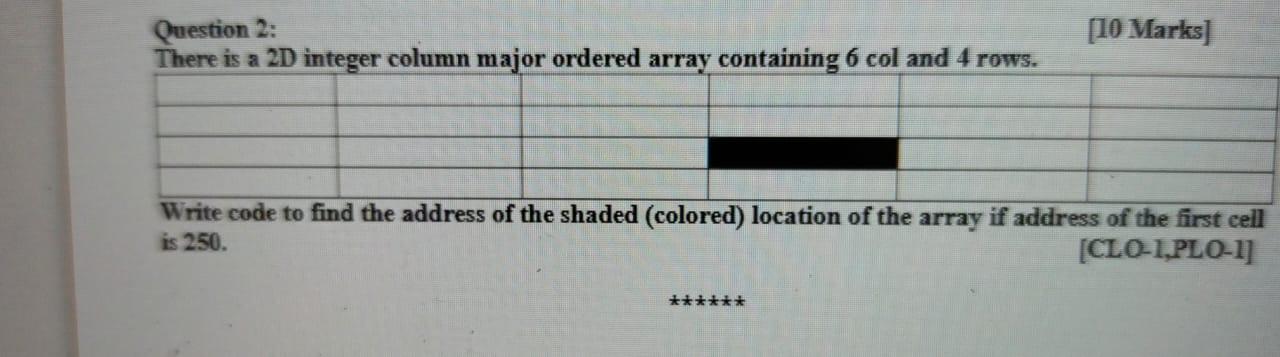 Solved [10 Marks] Question 2: There is a 2D integer column | Chegg.com