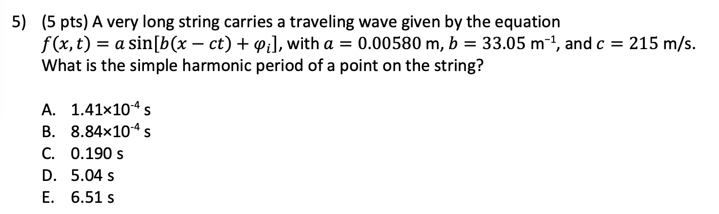 Solved 5) (5 pts) A very long string carries a traveling | Chegg.com