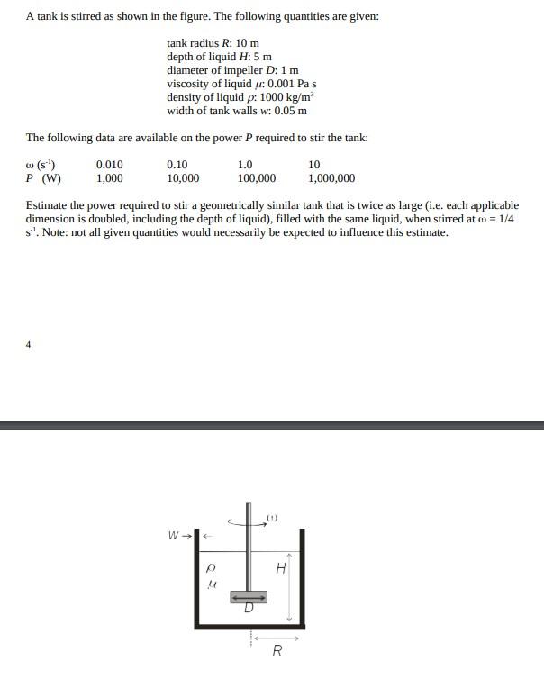 [Solved]: A tank is stirred as shown in the figure. The fo