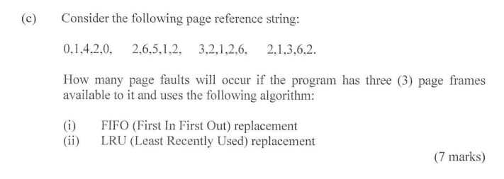 Solved Consider the following page reference string: | Chegg.com