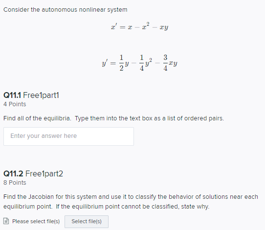 Solved Consider the autonomous nonlinear system ay 1 3 Q11.1 | Chegg.com