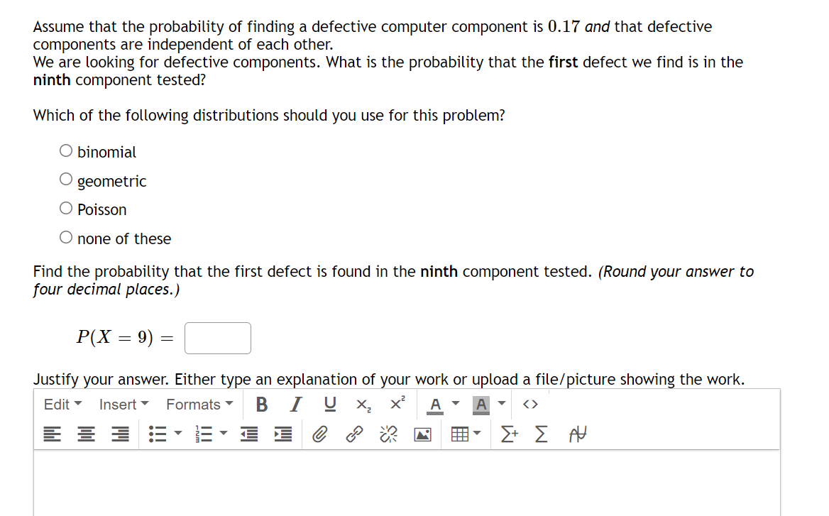 Solved Assume that the probability of finding a defective | Chegg.com