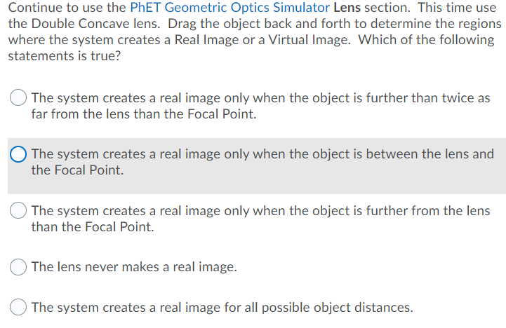 Solved Continue to use the PhET Geometric Optics Simulator | Chegg.com