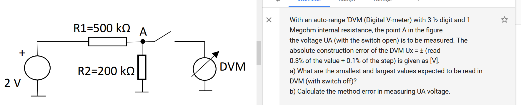 Solved Х R1=500 k22 A + With an auto-range 'DVM (Digital | Chegg.com