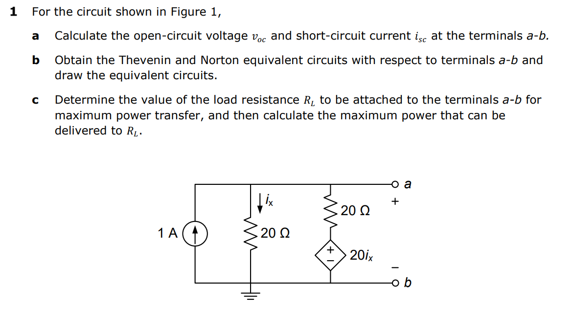 Solved 1 For the circuit shown in Figure 1, a Calculate the | Chegg.com