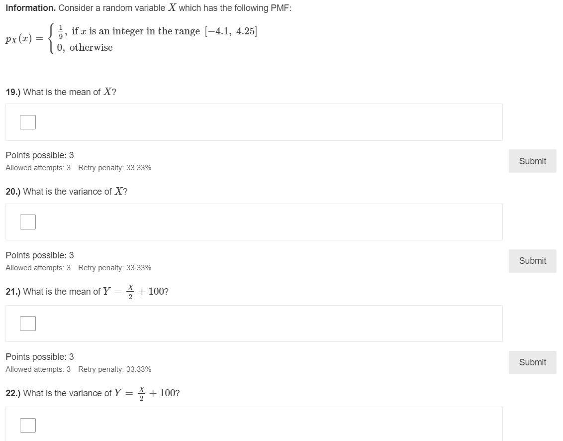 Solved Information. Consider a random variable X which has | Chegg.com