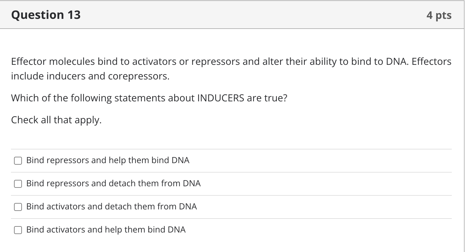 Solved Effector molecules bind to activators or repressors | Chegg.com