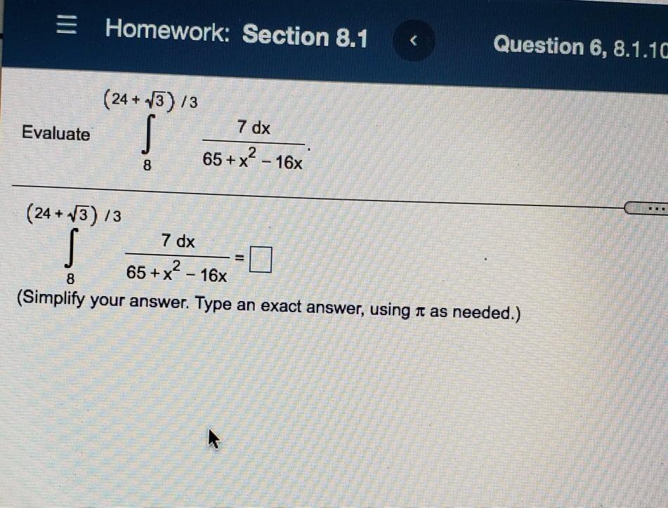 Solved Homework Section 8 1 Question 6 8 1 10 24 3 3