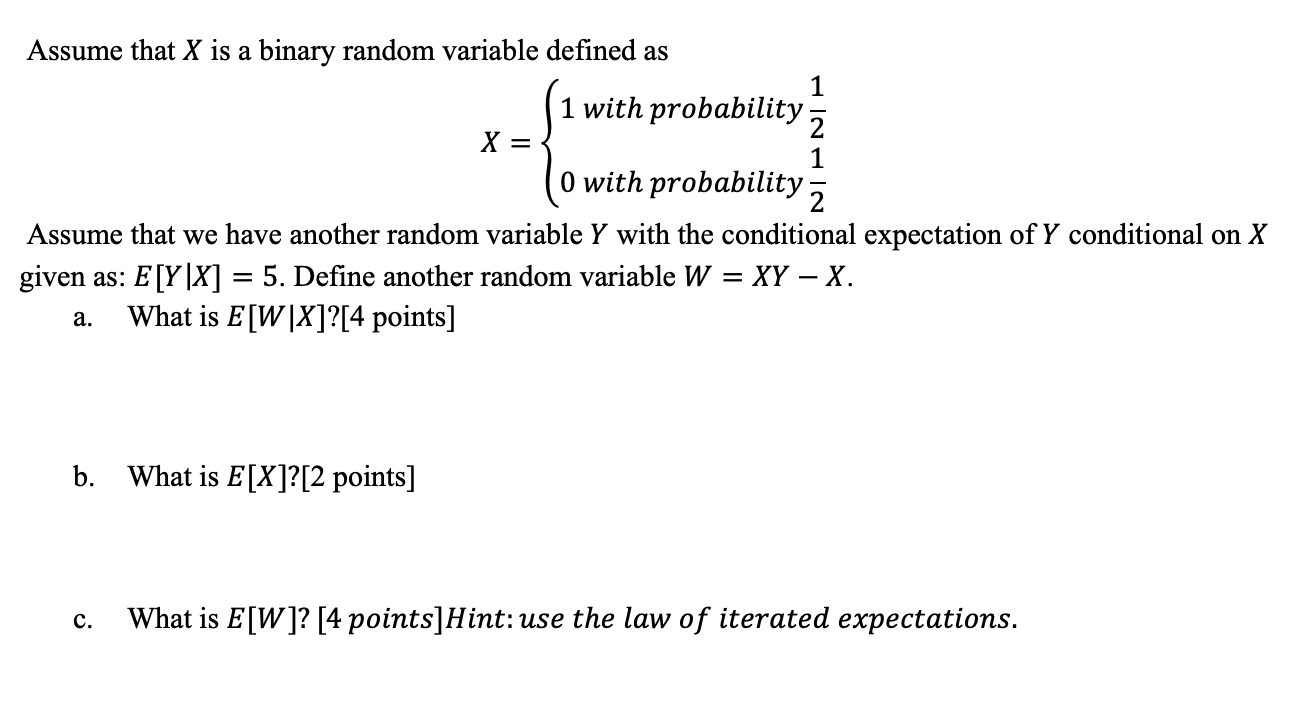 Solved 1 Assume that X is a binary random variable defined | Chegg.com