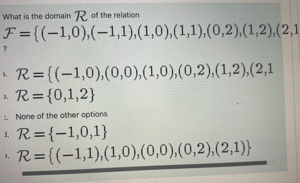 Solved What is the domain R of the relation | Chegg.com