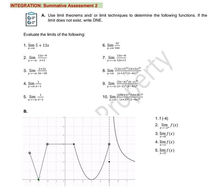 Solved A. Use limit theorems and/or limit techniques to | Chegg.com