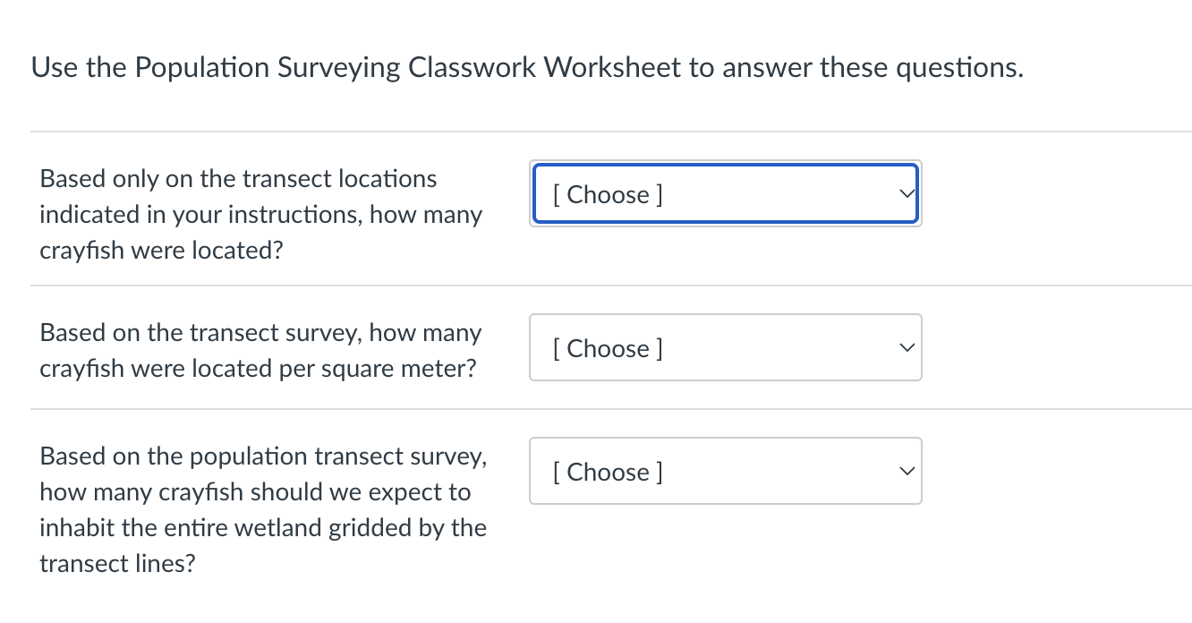 Use the Population Surveying Classwork Worksheet to | Chegg.com