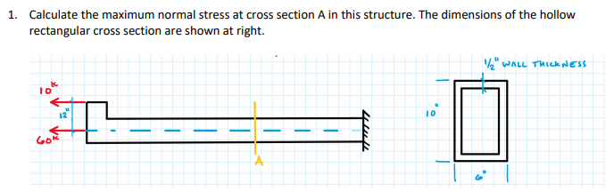 Solved 1. Calculate the maximum normal stress at cross | Chegg.com