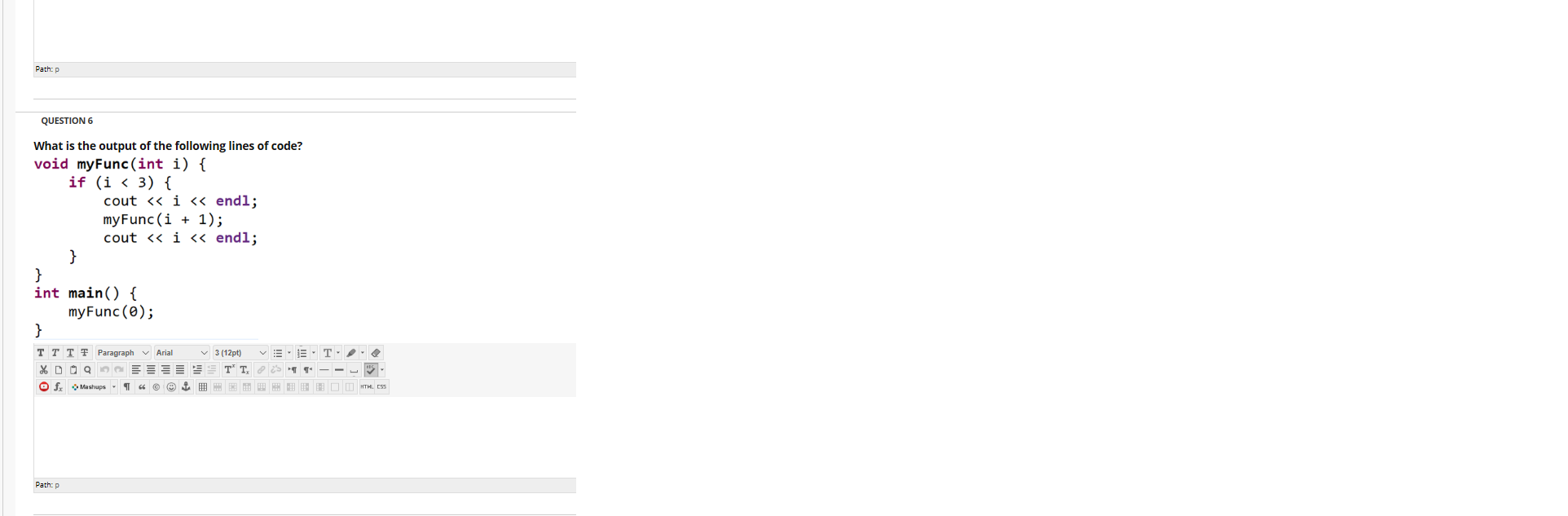 Solved Path:p QUESTION 6 What is the output of the following | Chegg.com