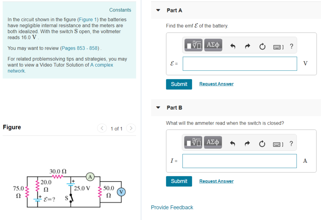 Solved Constants Part A For the circuit shown in the figure | Chegg.com